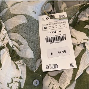 Zara | Tops | Zara Sheer Green Flowers Floral Print Rustic Blouse Shell ...